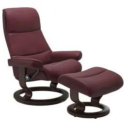 Relaxsessel stressless "View" Sessel Gr. Leder BATICK, Cross Base Braun, Relaxfunktion-Drehfunktion-PlusTMSystem-Gleitsystem, B/H/T: 82cm x 108cm x 81cm, rot (bordeaux batick) mit Classic Base, Größe M,Gestell Braun