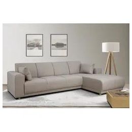 Ecksofa Home Affaire "LEMPS wahlweise Recamiere links oder rechts L-Form" Sofas Gr. B/H/T: 297cm x 85cm x 162cm, Struktur 1, Recamiere rechts, beige incl. Zierkissen, Stellmaße 297x162 cm