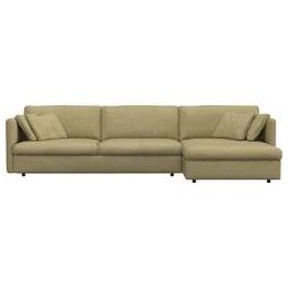 Ecksofa FLEXLUX "Lovane" Sofas Gr. B/H/T: 323cm x 84cm x 183cm, Bouclé, Chaiselongue rechts, gelb (mustard yellow) Weich & anschmiegsam, große Sitztiefe auf Kaltschaum, Dekokissen inkl.