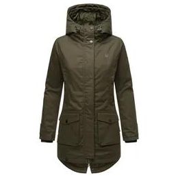 Parka Navahoo "Brinjaa" Gr. XS (34), grün (dunkelgrün) Damen Jacken Modischer Winter Kurzmantel mit zahlreichen Taschen