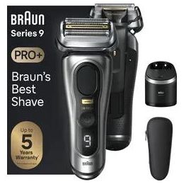 Elektrorasierer Braun "Series 9 Pro+ 9567cc" silberfarben Precision ProTrimmer