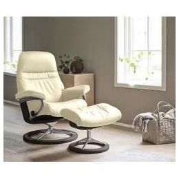 Relaxsessel stressless "Sunrise" Sessel Gr. Leder PALOMA, Relaxfunktion-Drehfunktion-PlusTMSystem-Gleitsystem-BalanceAdaptTM, B/H/T: 92cm x 105cm x 80cm, beige (vanilla paloma) mit Signature Base, Größe L, Gestell Wenge