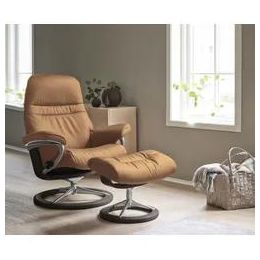 Relaxsessel stressless "Sunrise" Sessel Gr. Leder PALOMA, Relaxfunktion-Drehfunktion-PlusTMSystem-Gleitsystem-BalanceAdaptTM, B/H/T: 92cm x 105cm x 80cm, braun (taupe paloma) mit Signature Base, Größe L, Gestell Wenge