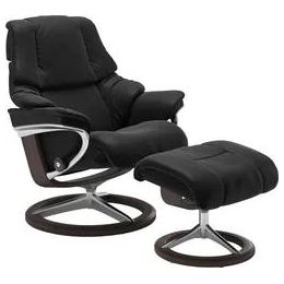 Relaxsessel stressless "Reno" Sessel Gr. Leder PALOMA, Signature Base Wenge, Relaxfunktion-Drehfunktion-PlusTMSystem-Gleitsystem-BalanceAdaptTM, B/H/T: 92cm x 100cm x 80cm, schwarz (schwarz paloma)