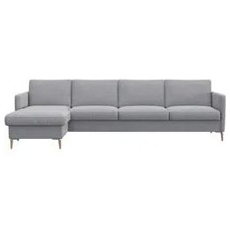 Ecksofa FLEXLUX "Fiore, super Sitzkomfort durch Kaltschaum im Sitz, L-Form" Sofas Gr. B/H/T: 280cm x 85cm x 159cm, Chenille, Chaiselongue links, grau (sophisto gre) schmale Armlehnen, Füße Alu+ Eiche