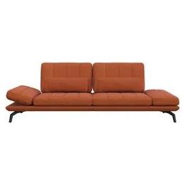 3-Sitzer FLEXLUX "Tropea Funktionssofa, Designsofa, Relaxfunktion, TV-Couch" Sofas Gr. B/H/T: 252cm x 90cm x 145cm, Struktur, orange (burned orange) mit Armteilverstellung sowie Sitztiefenverstellung, Breite 252 cm