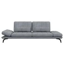 3-Sitzer FLEXLUX "Tropea Funktionssofa, Designsofa, Relaxfunktion, TV-Couch" Sofas Gr. B/H/T: 252cm x 90cm x 145cm, Bouclé weich BORMIO, grau (soft grey) mit Armteilverstellung sowie Sitztiefenverstellung, Breite 252 cm