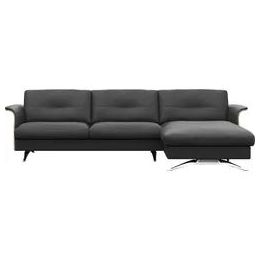 Ecksofa FLEXLUX "Glow bequem und komfortabel durch hochwertigen Sitzaufbau, L-Form" Sofas Gr. B/H/T: 273cm x 81cm x 158cm, Echtleder, Chaiselongue rechts, schwarz (deep black) Modernes skandinavisches Design