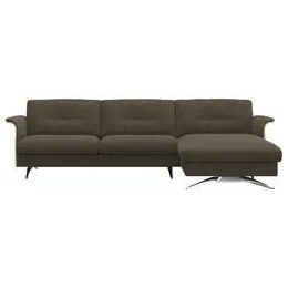 Ecksofa FLEXLUX "Glow bequem und komfortabel durch hochwertigen Sitzaufbau, L-Form" Sofas Gr. B/H/T: 273cm x 81cm x 158cm, Lederoptik, Chaiselongue rechts, braun (camel brown) Modernes skandinavisches Design