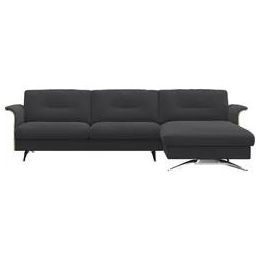 Ecksofa FLEXLUX "Glow bequem und komfortabel durch hochwertigen Sitzaufbau, L-Form" Sofas Gr. B/H/T: 273cm x 81cm x 158cm, Lederoptik, Chaiselongue rechts, schwarz (gorilla black) Modernes skandinavisches Design