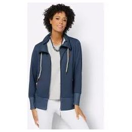 Mendler Shirtjacke CASUAL LOOKS "Sweatjacke" Gr. 44, blau (dunkelblau) Damen Shirts