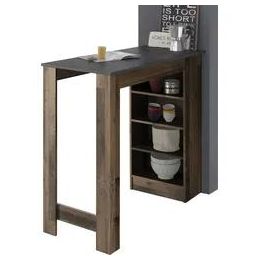 Stella Trading Bartisch HBZ "Mojito, TOPSELLER" Tische Gr. B/H/T: 115cm x 103cm x 50cm, braun (matera/old style dunkel + old matera dekor) Bartisch mit Regal beidseitig montierbar