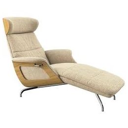 Loungesessel FLEXLUX "Clement Chaislongue, Relaxstuhl, Liegesessel" Sessel Gr. Cordstoff CORDUROY, Kopfstützenverstellung-Rückteilverstellung-Relaxfunktion, B/H/T: 81cm x 102cm x 152cm, weiß (ivory) Rücken- & Kopfteilverstellung, Armlehne, Eiche geölt, Fuß Alu