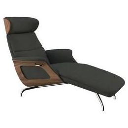 Loungesessel FLEXLUX "Clement Chaislongue, Relaxstuhl, Liegesessel" Sessel Gr. Stoff Lederoptik TEXAS, Kopfstützenverstellung-Rückteilverstellung-Relaxfunktion, B/H/T: 81cm x 102cm x 152cm, grau (shark grey) Rücken- & Kopfteilverstellung, Armlehne, Walnuss, Fuß Alu