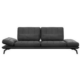 3-Sitzer FLEXLUX "Tropea Funktionssofa, Designsofa, Relaxfunktion, TV-Couch" Sofas Gr. B/H/T: 252cm x 90cm x 145cm, Anilinleder, schwarz (jade black) mit Armteilverstellung sowie Sitztiefenverstellung, Breite 252 cm