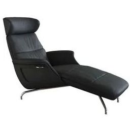 Loungesessel FLEXLUX "Clement Chaislongue, Relaxstuhl, Liegesessel" Sessel Gr. Leder DAKOTA, gepolstert, Kopfstützenverstellung-Rückteilverstellung-Relaxfunktion, B/H/T: 81cm x 102cm x 152cm, schwarz (deep black) Rücken- & Kopfteilverstellung, Armlehne gepolstert geölt, Fuß Alu