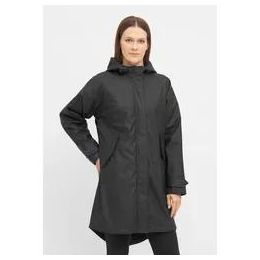 Regen- und Matschjacke Derbe "Traveby Friese Plain" Gr. 44, schwarz (jet schwarz) Damen Jacken wasserabweisend, winddicht, Kapuze