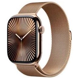 Smartwatch Apple "Watch 10 Titan" Smartwatches Gr. 46mm, Cellular, M/L, Milanaise, goldfarben (gold)