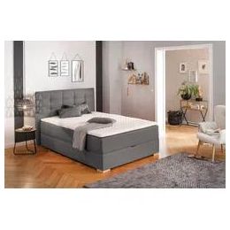 Boxbett Home Affaire "Olivet" Komplettbetten Gr. Struktur (100% Polyester), Liegefläche B/L: 140cm x 200cm, Gewicht bis: 120 kg H4, Tonnentaschen-Federkernmatratze, grau in 4 Farben, Breiten, 2 Matratzenarten, auch Überlänge 220 cm