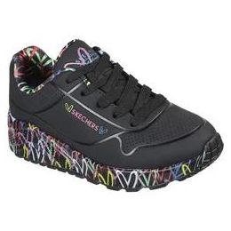 Sneaker Skechers "UNO LITE-LOVELY LUV" Gr. 32, schwarz-multi-2 Kinder Schuhe Plateausneaker, Chunky Sneaker, Schnürschuh mit bedruckter Sohle