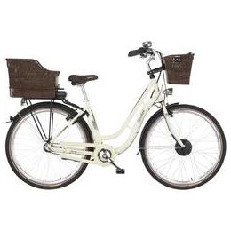 E-Bike Fischer FAHRRAD "CITA ER 1804 418 48" E-Bikes Gr. 48cm, 28 Zoll (71,12cm), beige (elfenbein glänzend) Pedelec, Elektrofahrrad für Damen u. Herren