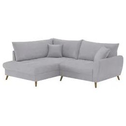 Ecksofa Home Affaire "Blackburn II, L-Form" Sofas Gr. B/H/T: 230cm x 71cm x 190cm, Cord, Ottomane links, grau (stripes 8637 warm grey) Mit Kaltschaumpolsterung bis 140 kg belastbar