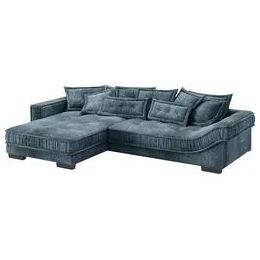 Ecksofa Inosign "Diwan II, L-Form" Sofas Gr. B/H/T: 334cm x 67cm x 207cm, Velours, mega-Recamiere links, blau (dolce 13 ocean) Wahlweise mit Kaltschaumpolsterung bis 140 kg belastbar