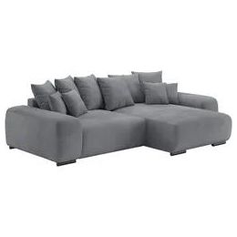 Ecksofa Home Affaire "Sundance II, L-Form" Sofas Gr. B/H/T: 318cm x 92cm x 188cm, Microfaser 2, Recamiere rechts, Ausführung Bettkasten / Bettfunktion / Topper, grau (novaclean avanti 1 stone) mit DuraSpring-Taschenfederkern bis 140 kg belastbar