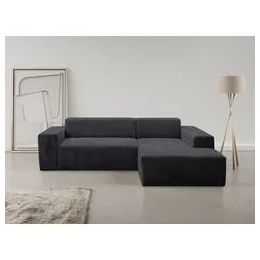 Ecksofa Inosign "Zeus-L" Sofas Gr. B/H/T: 253cm x 70cm x 188cm, Chenille, Ottomane rechts, grau (anthrazit) Curvy Trend Ecksofa mit urbaner Optik