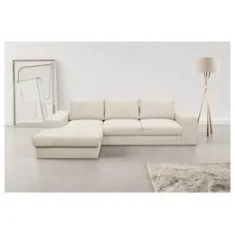 Ecksofa WERK2 "Rozzana" Sofas Gr. B/H/T: 280cm x 86cm x 190cm, Plüsch 16490, Ottomane links, beige (natur) Design Ecksofa mit hohem Komfort in trendig-weichem Cord & Breitcord