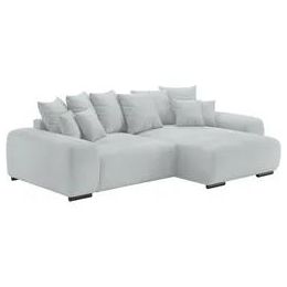 Ecksofa Home Affaire "Sundance II, L-Form" Sofas Gr. B/H/T: 318cm x 92cm x 188cm, Microfaser 2, Recamiere rechts, Ausführung Bettkasten / Bettfunktion / Topper, grau (novaclean avanti 3 silver) mit DuraSpring-Taschenfederkern bis 140 kg belastbar