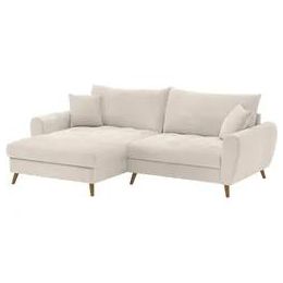 Ecksofa Home Affaire "Blackburn II, L-Form" Sofas Gr. B/H/T: 246cm x 71cm x 170cm, Microfaser, Recamiere links, beige (novaclean avanti 4 ecru) Mit Kaltschaumpolsterung bis 140 kg belastbar