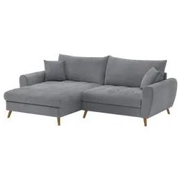 Ecksofa Home Affaire "Blackburn II, L-Form" Sofas Gr. B/H/T: 246cm x 71cm x 170cm, Microfaser, Recamiere links, grau (novaclean avanti 1 stone) Mit Kaltschaumpolsterung bis 140 kg belastbar