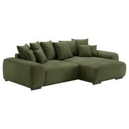 Ecksofa Home Affaire "Sundance II, L-Form" Sofas Gr. B/H/T: 318cm x 92cm x 188cm, Microfaser 1, Recamiere rechts, Ausführung Bettkasten / Bettfunktion / Topper, grün (memphis 12 green) mit DuraSpring-Taschenfederkern bis 140 kg belastbar