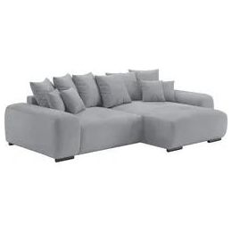 Ecksofa Home Affaire "Sundance" Sofas Gr. B/H/T: 318cm x 92cm x 188cm, Microfaser 1, Recamiere rechts, grau (memphis 45 grau) Dauerschläfer mit EasyBett-Schlaffunktion, Bettkasten und Topper