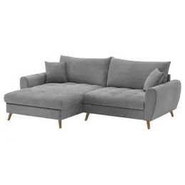 Ecksofa Home Affaire "Blackburn II, L-Form" Sofas Gr. B/H/T: 246cm x 71cm x 170cm, Microfaser, Recamiere links, grau (memphis 20 stone) Mit Kaltschaumpolsterung bis 140 kg belastbar