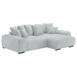 Ecksofa Home Affaire "Sundance" Sofas Gr. B/H/T: 318cm x 92cm x 188cm, Microfaser 2, Recamiere rechts, grau (novaclean avanti 3 silver) Dauerschläfer mit EasyBett-Schlaffunktion, Bettkasten und Topper