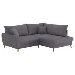 Ecksofa Home Affaire "Blackburn II, L-Form" Sofas Gr. B/H/T: 230cm x 71cm x 190cm, Cord, Ottomane rechts, grau (stripes 8629 stone) Mit Kaltschaumpolsterung bis 140 kg belastbar