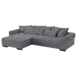 Ecksofa Inosign "Diwan II DuraFlex" Sofas Gr. B/H/T: 334cm x 67cm x 207cm, Cord, mega-Recamiere links, grau (stripes 8629 stone) DuraFlex-Kaltschaumpolsterung, bis 140 kg, 4 Bezugsqualitäten