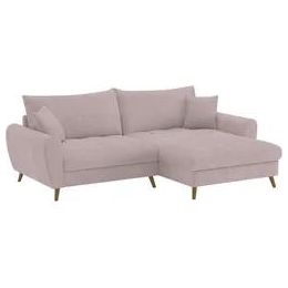 Ecksofa Home Affaire "Blackburn II, L-Form" Sofas Gr. B/H/T: 246cm x 71cm x 170cm, Cord, Recamiere rechts, rosa (stripes 8626 flamingo) Mit Kaltschaumpolsterung bis 140 kg belastbar