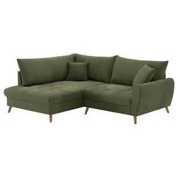 Ecksofa Home Affaire "Blackburn II, L-Form" Sofas Gr. B/H/T: 230cm x 71cm x 190cm, Microfaser, Ottomane links, grün (memphis 12 green) Mit Kaltschaumpolsterung bis 140 kg belastbar