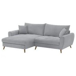 Ecksofa Home Affaire "Blackburn II, L-Form" Sofas Gr. B/H/T: 246cm x 71cm x 170cm, Microfaser, Recamiere links, grau (memphis 45 grau) Mit Kaltschaumpolsterung bis 140 kg belastbar