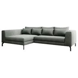 Ecksofa Inosign "Cross, mit softem Sitz, L-Form, wendbare Zierkissen, Breite 284 cm" Sofas Gr. B/H/T: 284cm x 82cm x 172cm, Struktur weich, Ottomane links, grau (schiefergrau) Couch mit vielen Kissen, stylische Kreuznaht, elegante Metallfüße