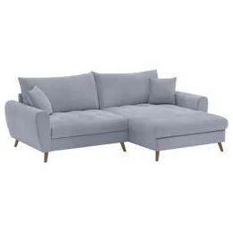 Ecksofa Home Affaire "Blackburn II, L-Form" Sofas Gr. B/H/T: 246cm x 71cm x 170cm, Microfaser, Recamiere rechts, blau (memphis 1676 blue grey) Mit Kaltschaumpolsterung bis 140 kg belastbar