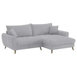 Ecksofa Home Affaire "Blackburn II, L-Form" Sofas Gr. B/H/T: 246cm x 71cm x 170cm, Cord, Recamiere rechts, grau (stripes 8637 warm grey) Mit Kaltschaumpolsterung bis 140 kg belastbar