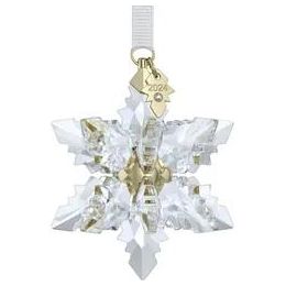 Dekohänger Swarovski "Sammelfigur Annual Edition Festive 3D Ornament 2024, 5674347, 5674348", champagner, goldfarben, weiß, kristallweiß, Dekohänger, B/H/T: 4,56cm x 5,94cm x 4,56cm, Kristallglas, Metall, Polyester, Swarovski Kristall, B:4,56cm H:5,94cm T:4,56cm