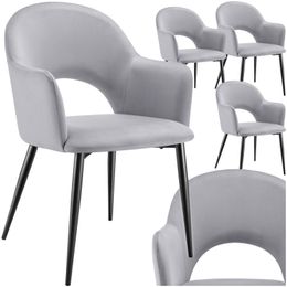TecTake&reg; Armlehnstuhl, in Samtoptik, gepolstert, pulverbeschichtete Stahlbeine, 57 x 61,5 x 87,5 cm