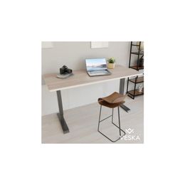 VESKA H&ouml;henverstellbarer Schreibtisch (140 x 70 cm) - Sitz- & Stehpult - B&uuml;rotisch Elektrisch H&ouml;henverstellbar mit Touchscreen & Stahlf&uuml;&szlig;en - Anthrazit/Eiche
