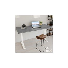 VESKA H&ouml;henverstellbarer Schreibtisch (140 x 70 cm) - Sitz- & Stehpult - B&uuml;rotisch Elektrisch H&ouml;henverstellbar mit Touchscreen & Stahlf&uuml;&szlig;en - Silber/Anthrazit dunkel