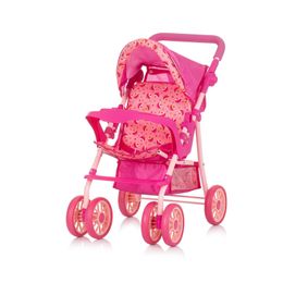 Chipolino Puppenwagen Dolly Korb faltbar Frontb&uuml;gel Fu&szlig;st&uuml;tze Griff verstellbar rosa